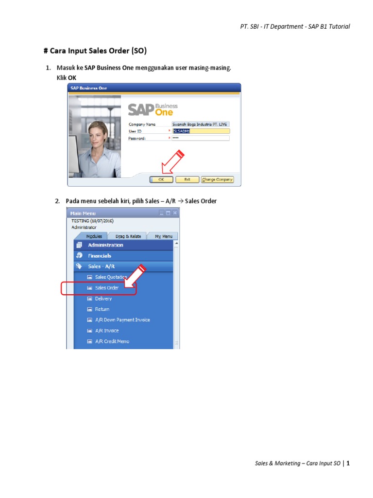 Cara Input Sales Order di SAP B1 | PDF | Karier & Perkembangan