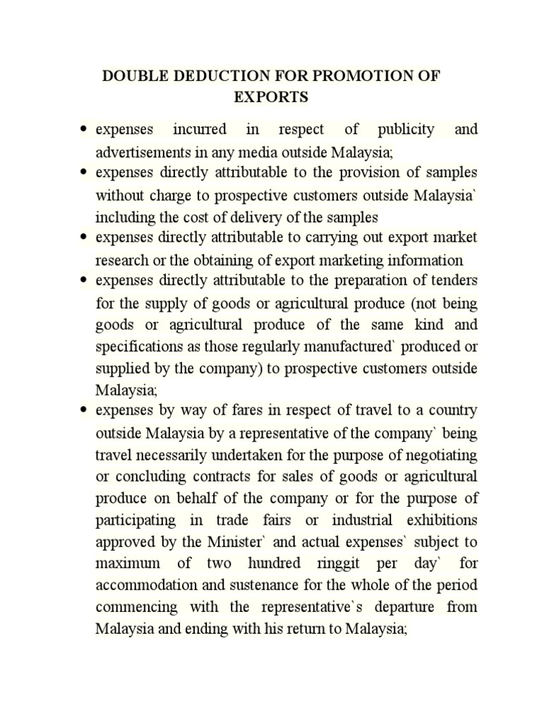 Double Deduction For Promotion of Exports | PDF