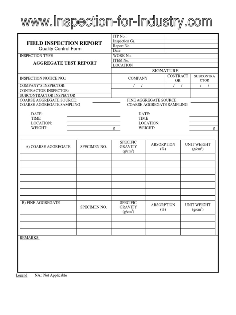 Aggregate Testing Report Form | PDF
