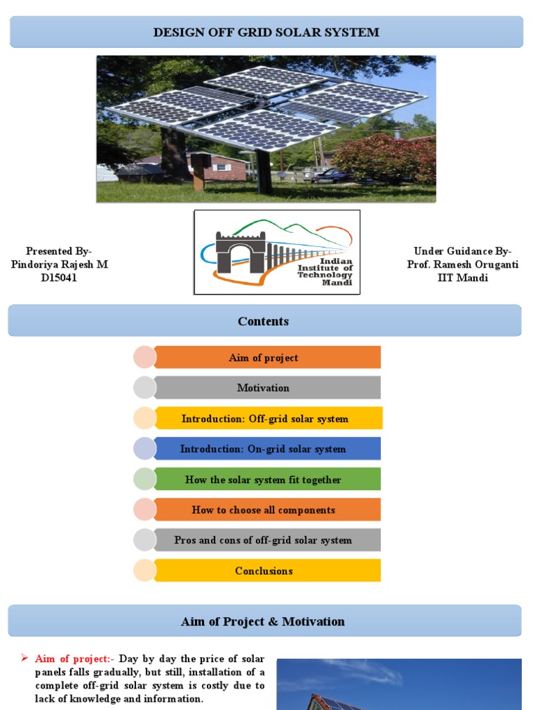 Design Off Grid Solar System: Presented By-Pindoriya Rajesh M D15041 ...