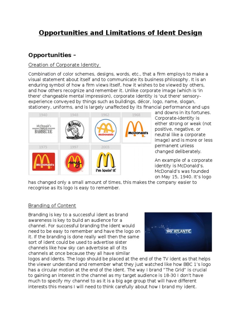 Opportunities and Limitations of Ident Design | PDF | Logos | Brand