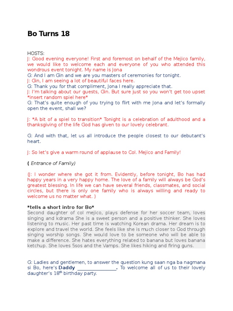 Hosting Script For Debut | PDF | Leisure