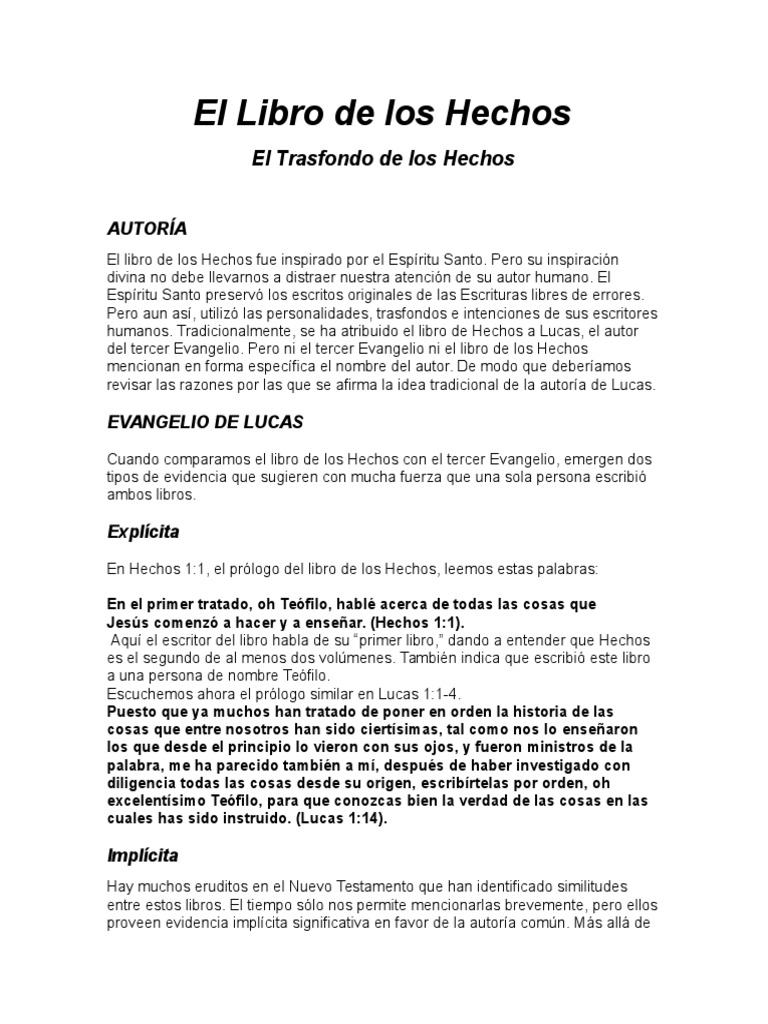 El Libro de Los Hechos | PDF | Evangelio De Lucas | Evangelios