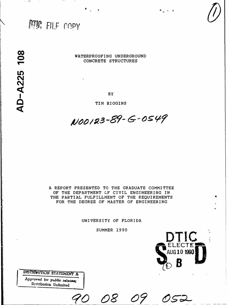 M e Thesis Waterproofing of Underground Structures Tim Biggins | PDF ...