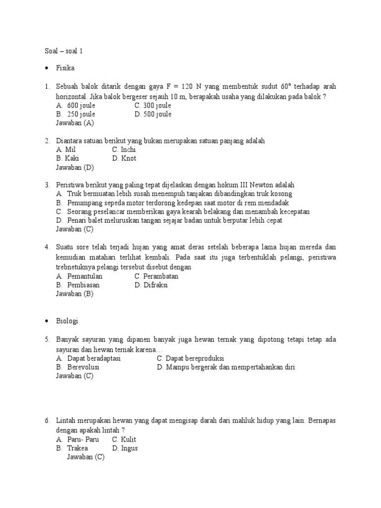 Soal Essay Dan Pilhan Ganda Rangking 1 | PDF