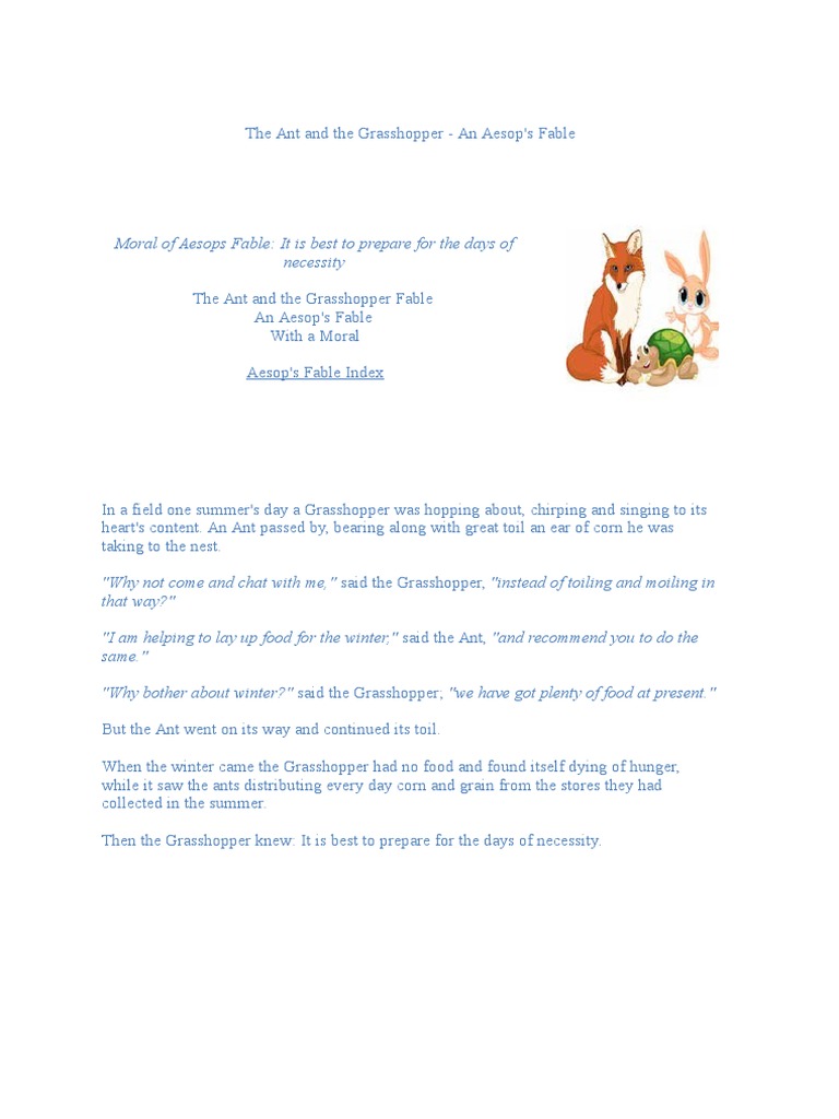 The Ant and The Grasshopper | PDF | Poetry
