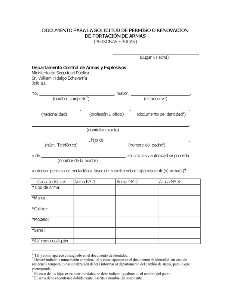 Solicitud de Permiso de Armas | PDF | Derecho