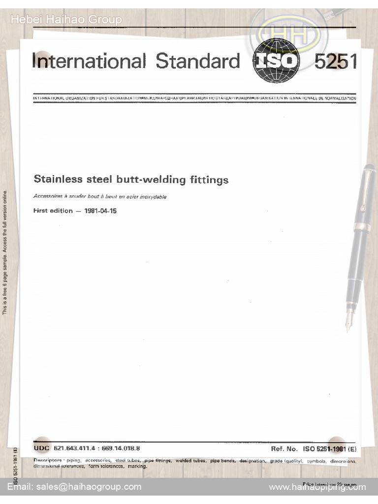 ISO 5251 1981 Stainless Steel Butt Welding Fittings | PDF