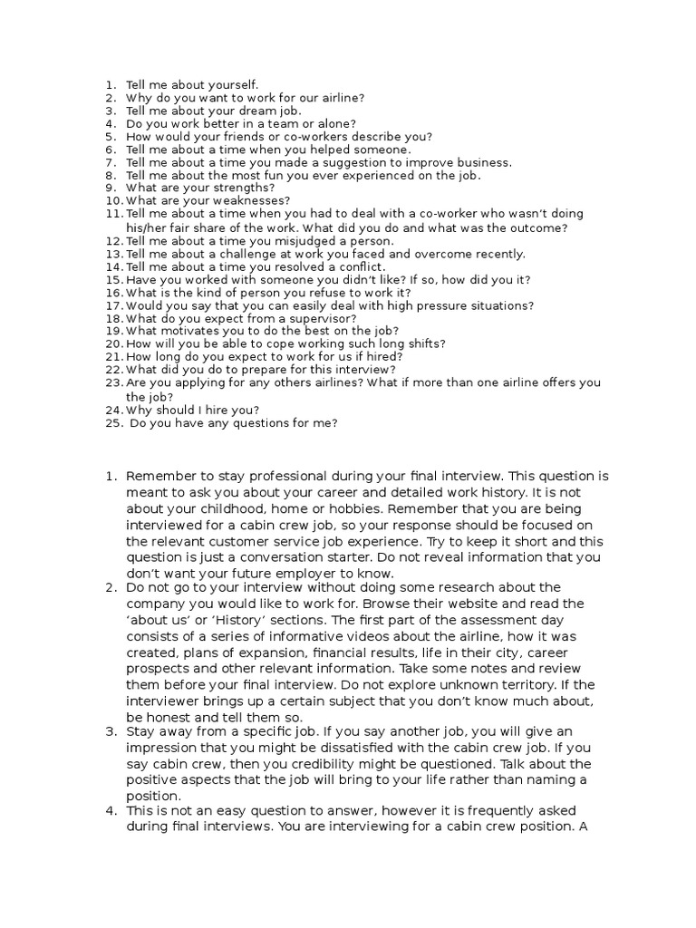 Cabin Crew | Interview | Flight Attendant