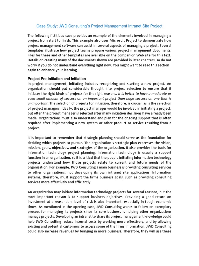 Case Study JWD Consulting | PDF | Project Management | Business