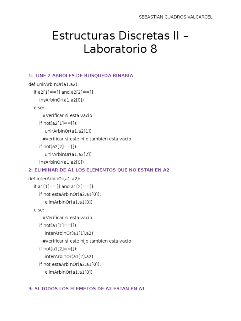 Lab 8 Estructuras Discretas II | PDF