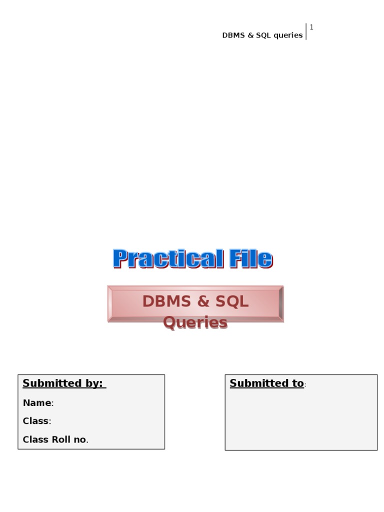 Practical File Sql Queries Dbms Sql Databases 