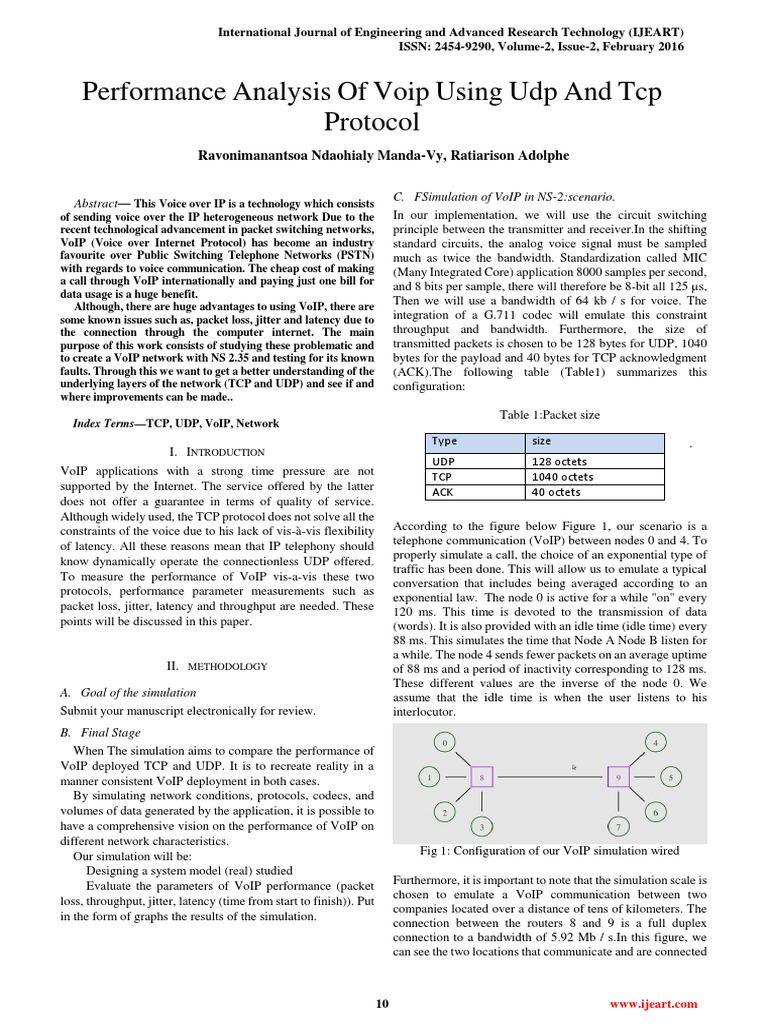 Performance Analysis of Voip Using Udp and TCP Protocol ...