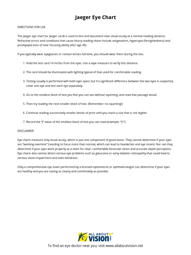 Jaeger Chart | PDF | Diseases Of The Eye And Adnexa | Optics