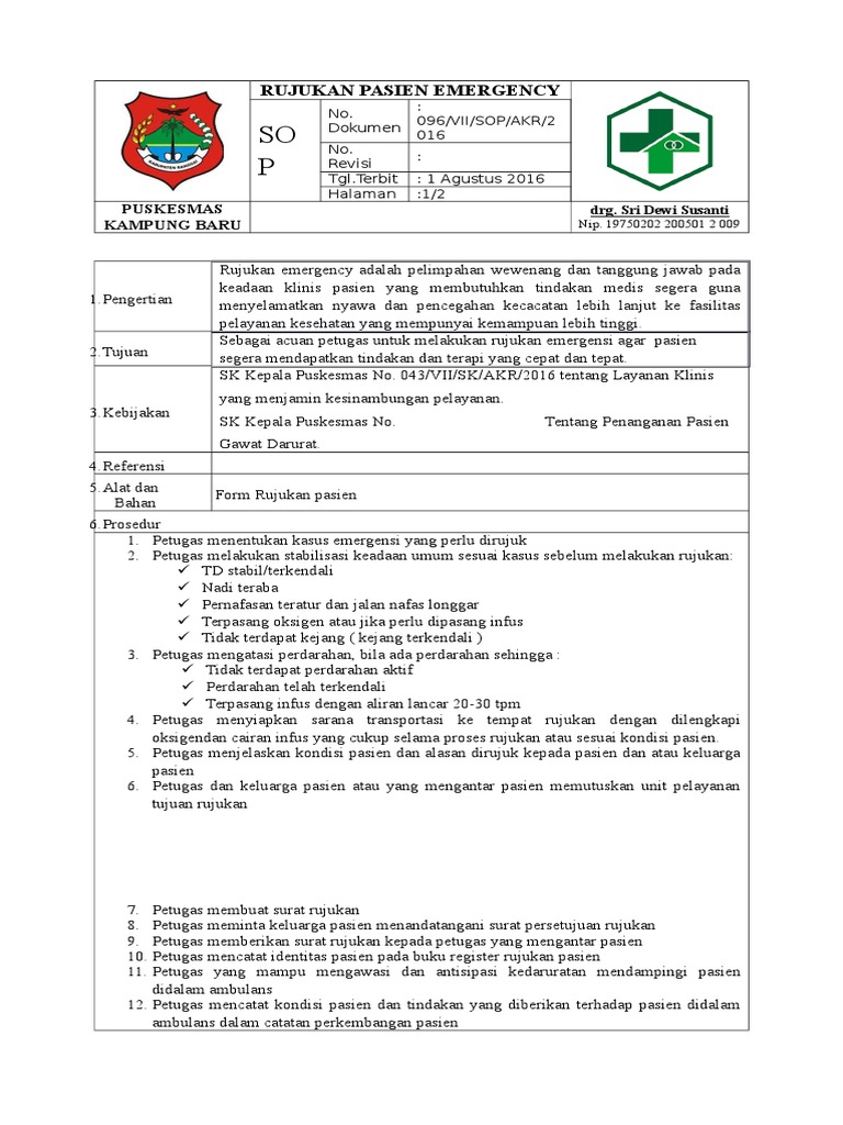 SOP Rujukan Pasien | PDF