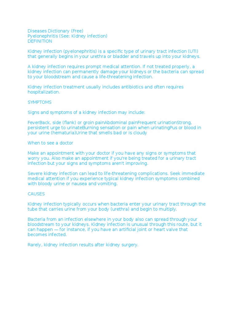 Diseases Dictionary | PDF | Urinary Tract Infection | Urinary System