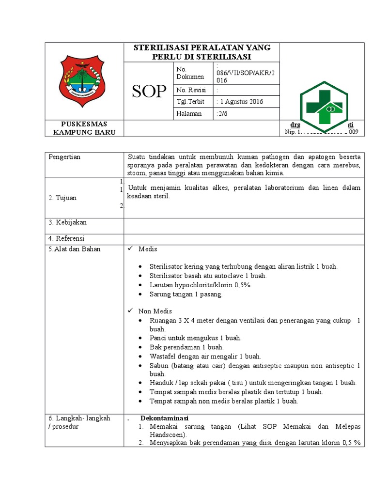 SOP Sterilisasi Peralatan Fix | PDF