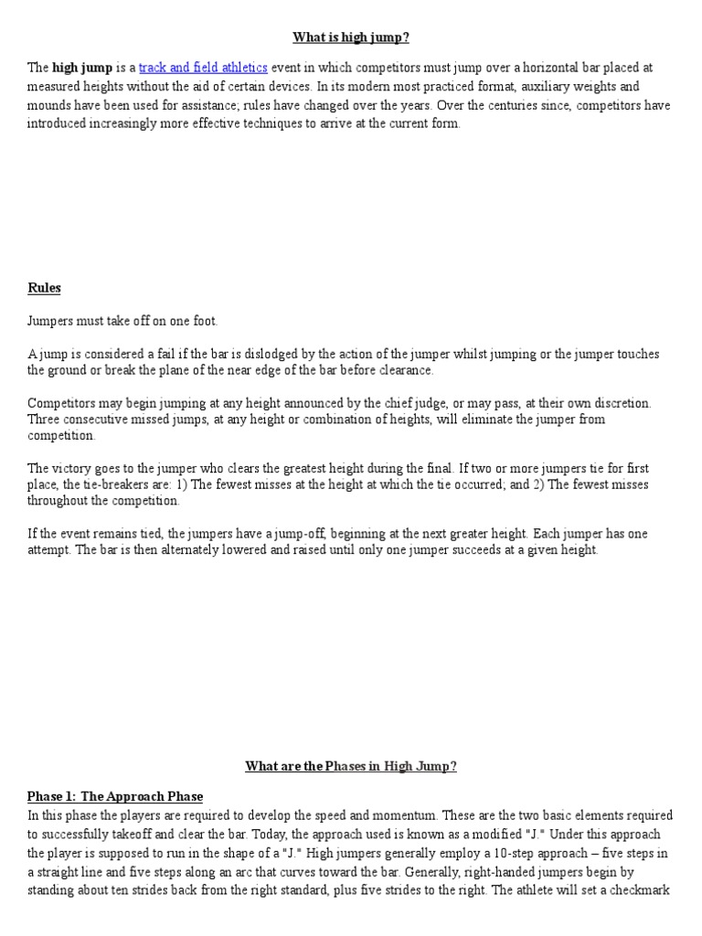 What Is High Jump | PDF | Individual Sports | Athletic Sports