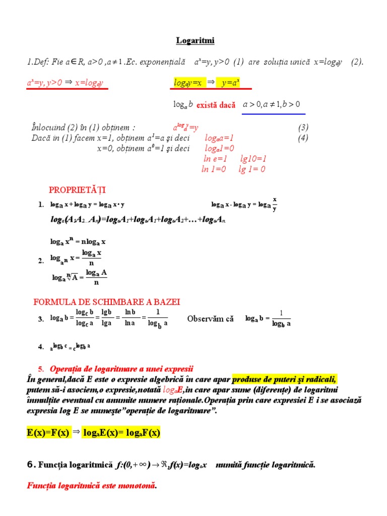 Formule Logaritmi | PDF