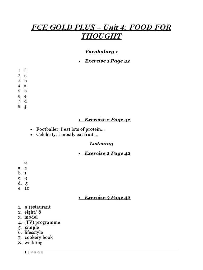 Fce Gold Plus Unitatea 4 | PDF