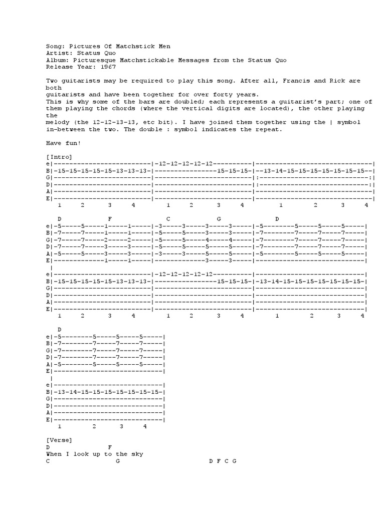 Status Quo Tab | PDF | Songs | Musical Forms
