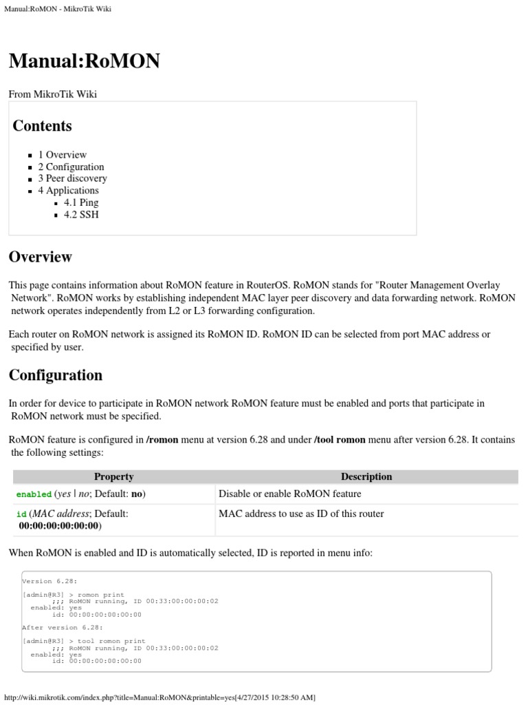 Manual RoMON | PDF | Router (Computing) | Computer Network