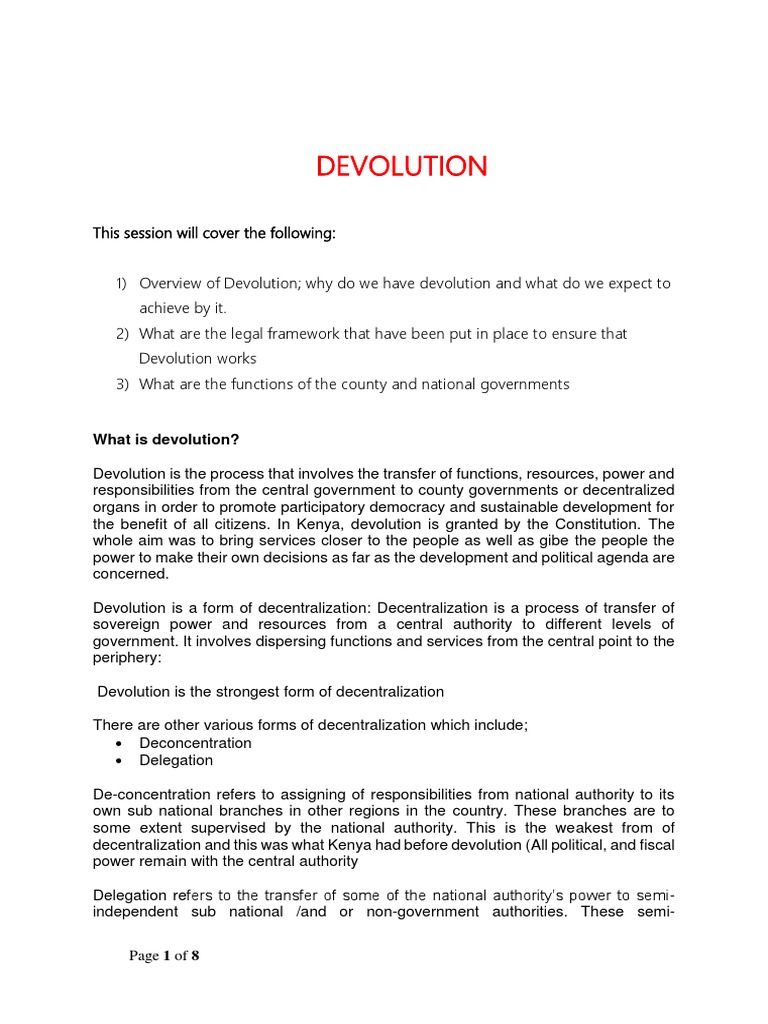 Understanding Devolution | PDF | Devolution | Decentralization