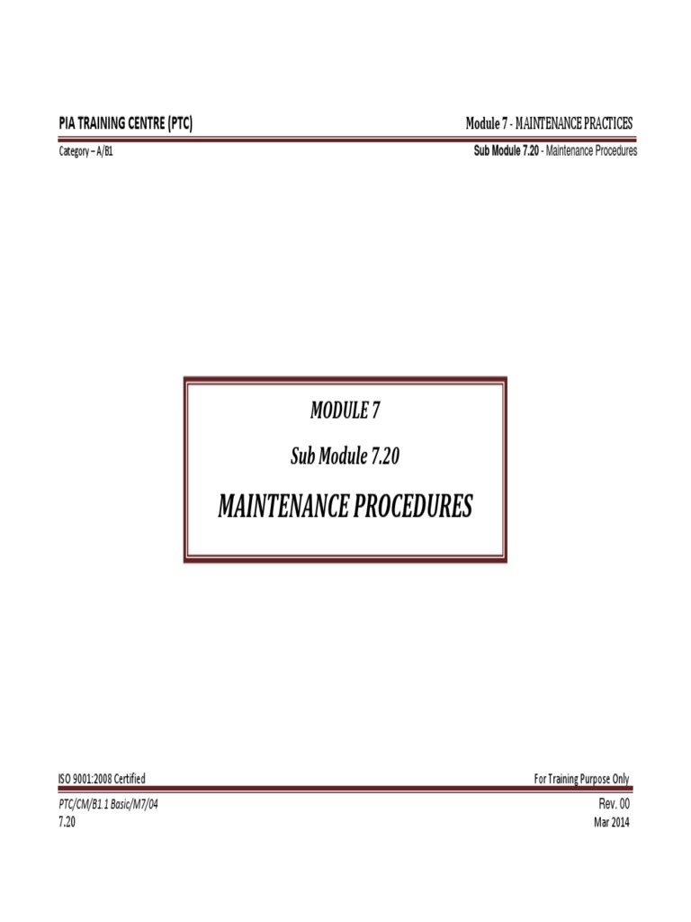 Module 7 (Maintenance Practices) Sub Module 7.20 (Maintenanc PDF | PDF ...