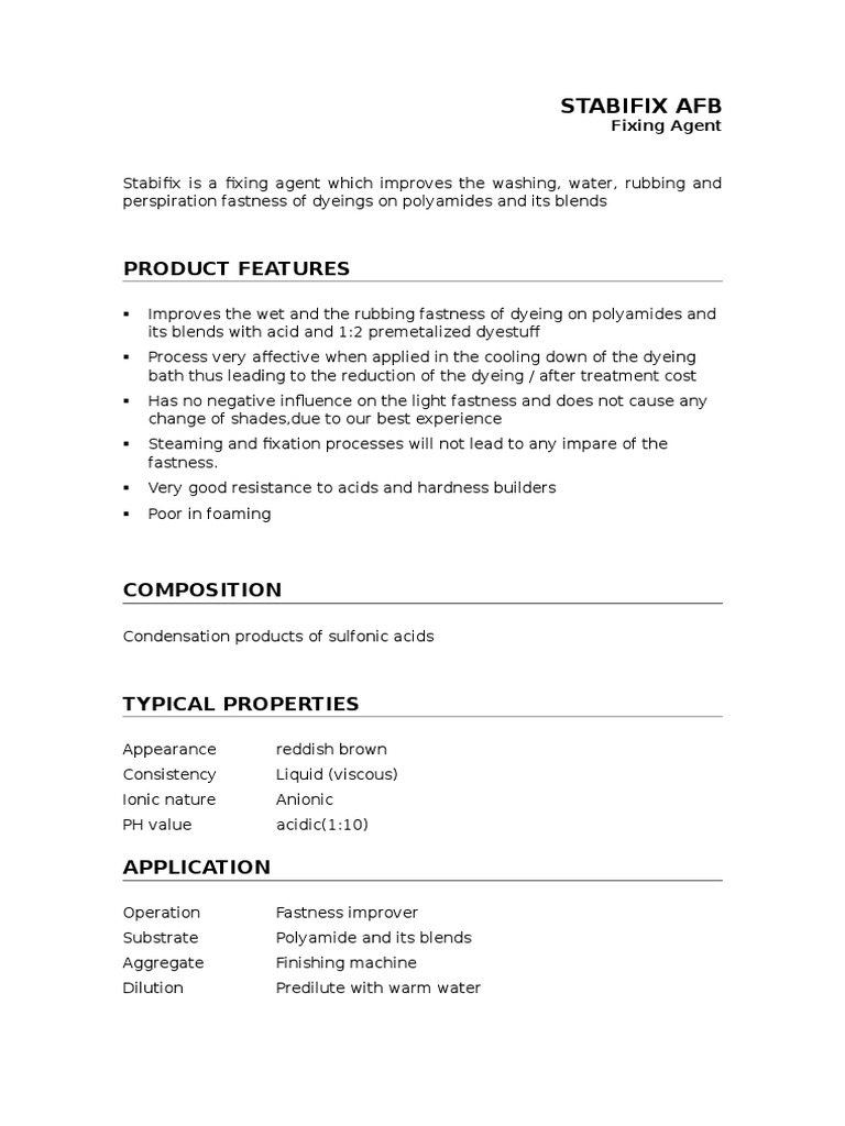 Stabifix AFB | PDF | Dye | Acid