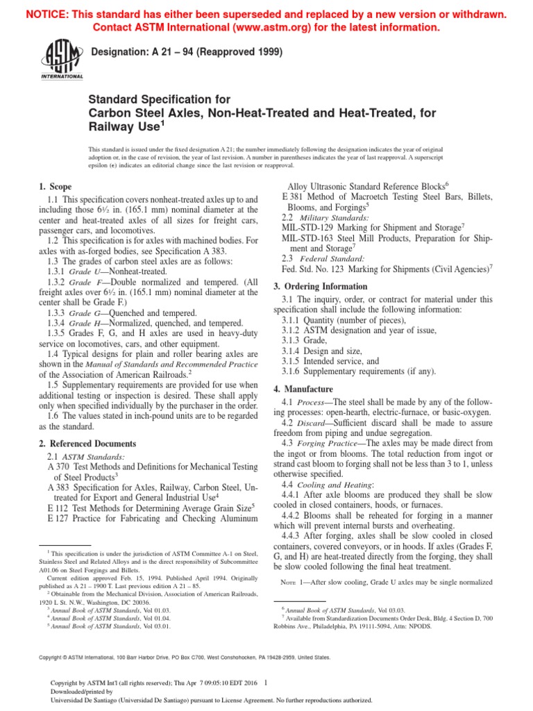 Astm A21 PDF | PDF | Heat Treating | Forging