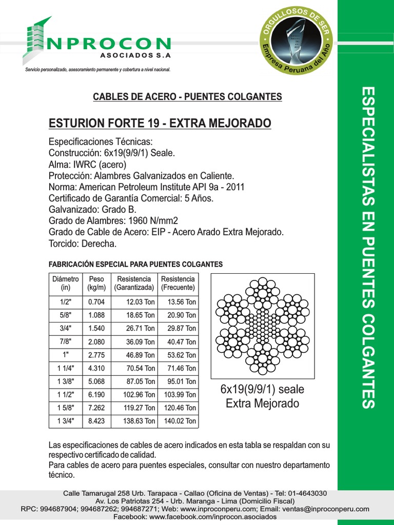 Cable de Acero Galvanizado EIP - EXTRA MEJORADO | PDF | Ingeniería de ...