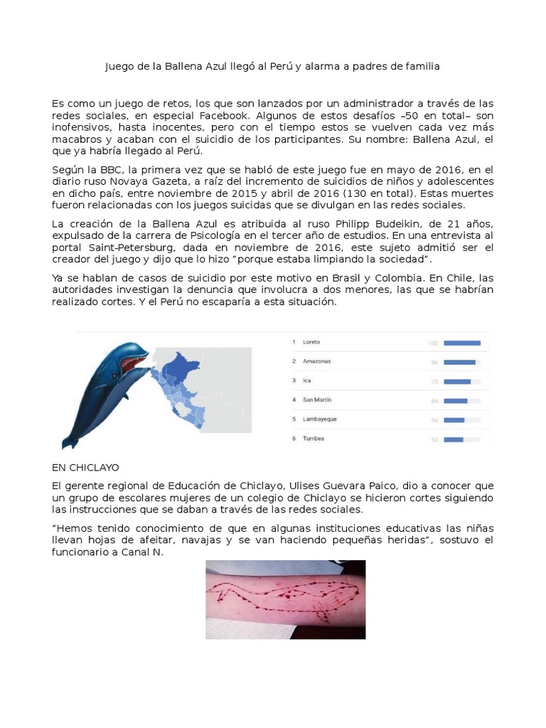 Juego de La Ballena Azul | PDF | Suicidio | Adolescencia