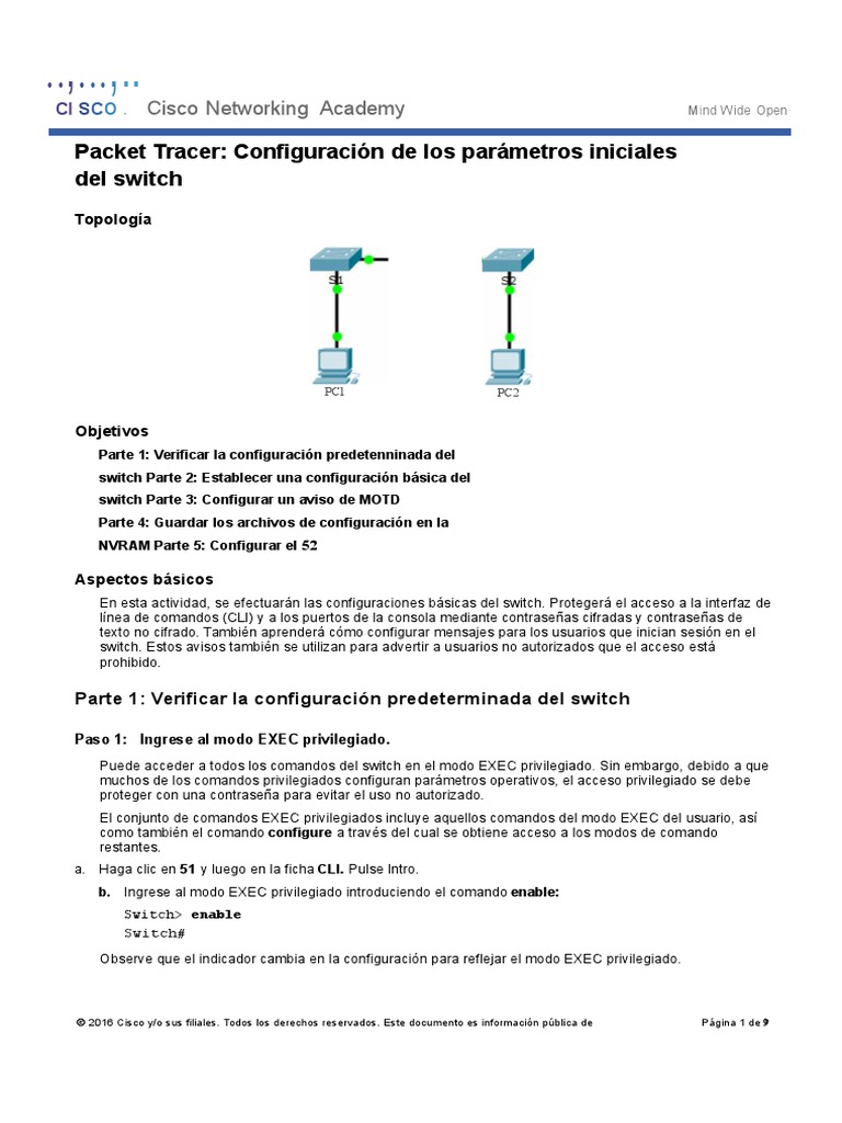 2 2 3 4 Packet Tracer Configuring Initial Switch Settings Terminado