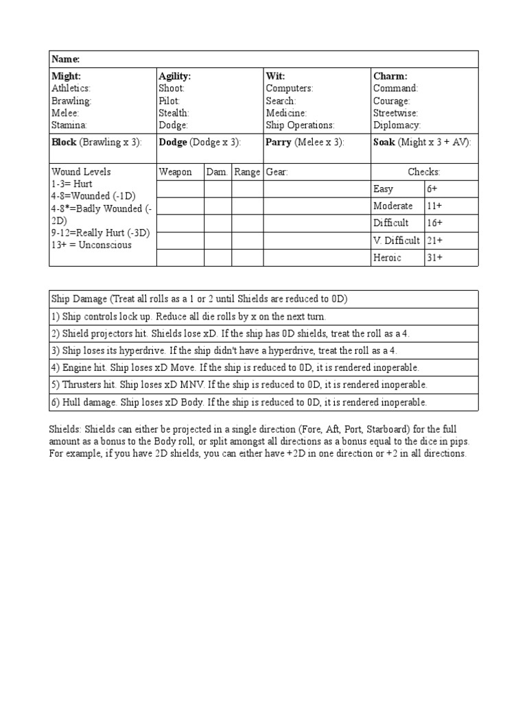 Mini 6 Character Sheet | PDF | Han Solo | Star Wars