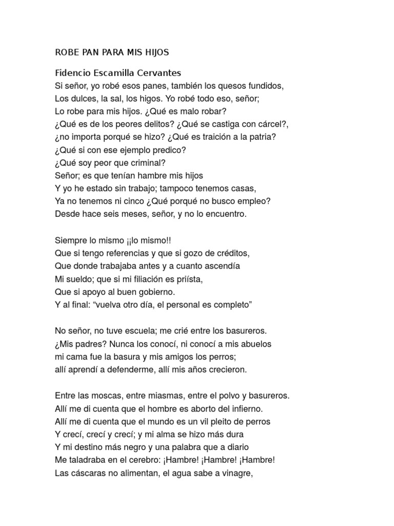 Robe Pan para Mis Hijos | PDF | Alimentos | Violencia