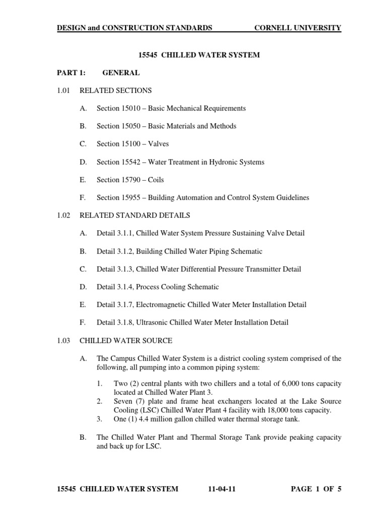 Chilled Water System Design Standards | PDF | Valve | Heat Exchanger