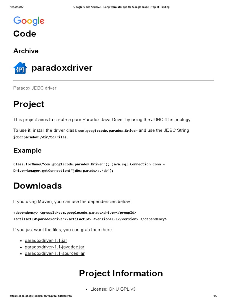 Google Code Archive - Long-Term Storage For Google Code Project Hosting | PDF