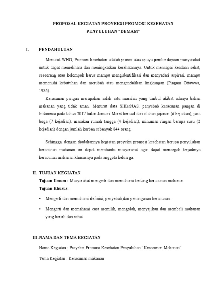 Proposal Kegiatan Proyeksi Promosi Kesehatan | PDF