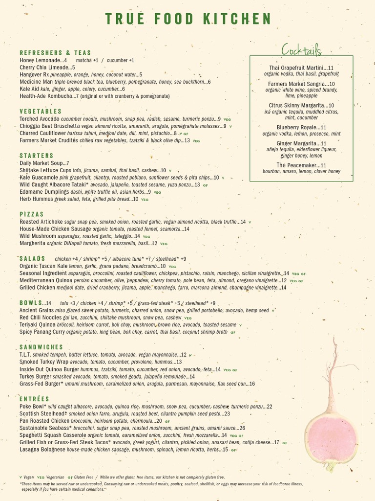 True Food Kitchen Plano Menu | PDF