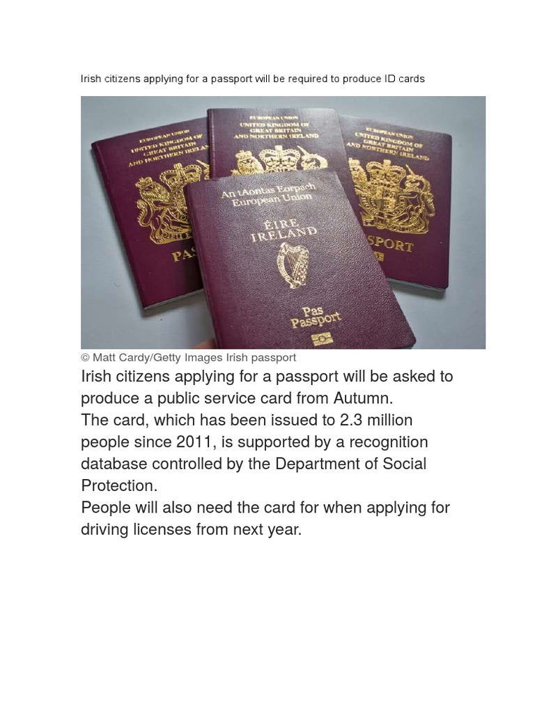 Irish Citizens Applying For A Passport Will Be Required To Produce ID ...