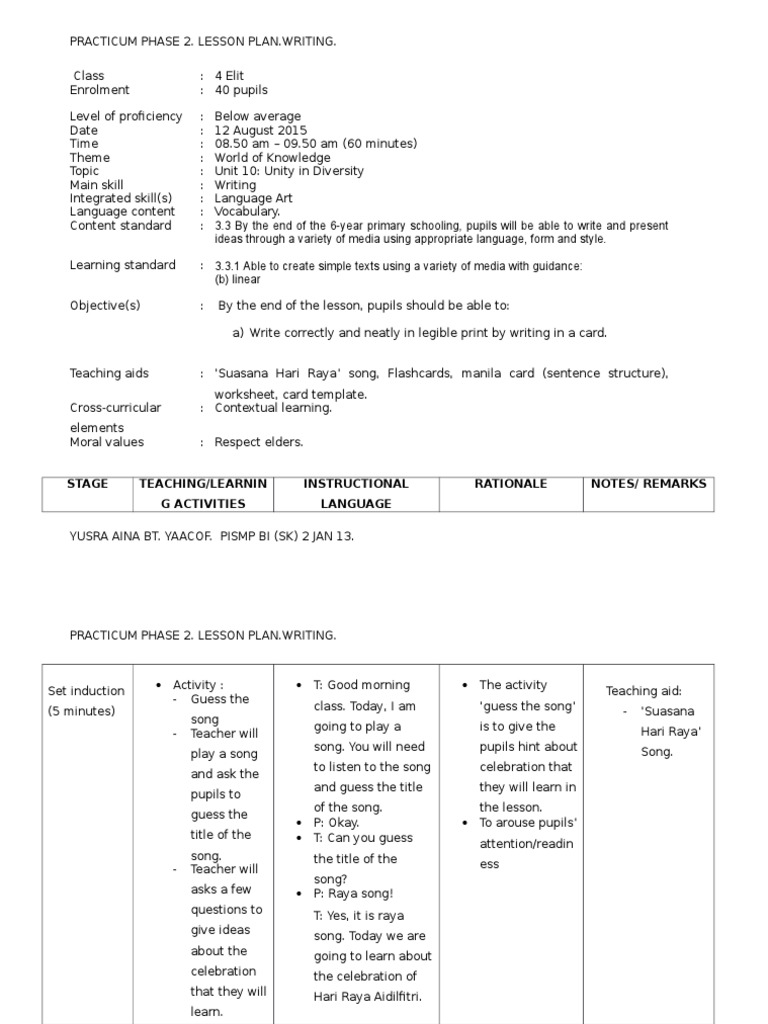 Unity in Diversity Lesson Plan | PDF | Lesson Plan | Teaching
