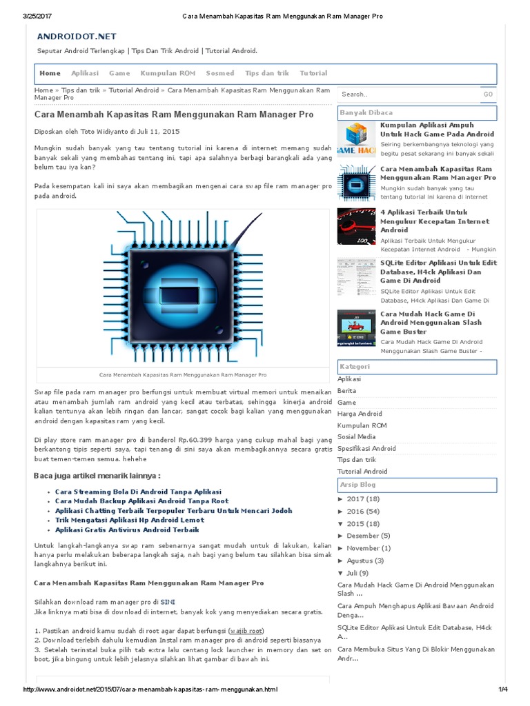 Tambah RAM Android Gratis | PDF | Komputer