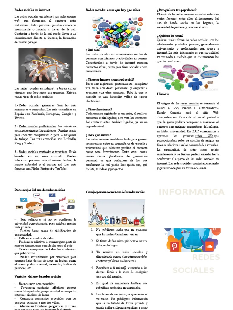 Triptico Redes Sociales | PDF | Servicio de redes sociales | Red social