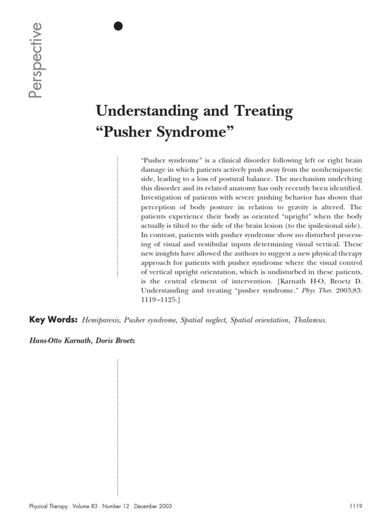 Understanding and Treating Pusher Symdrome PDF | PDF | Neuroscience | Brain