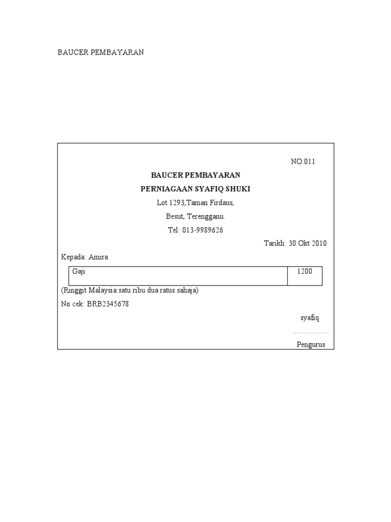 Baucer Pembayaran | PDF