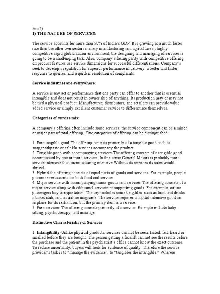Distinctive Characteristics of Services | PDF