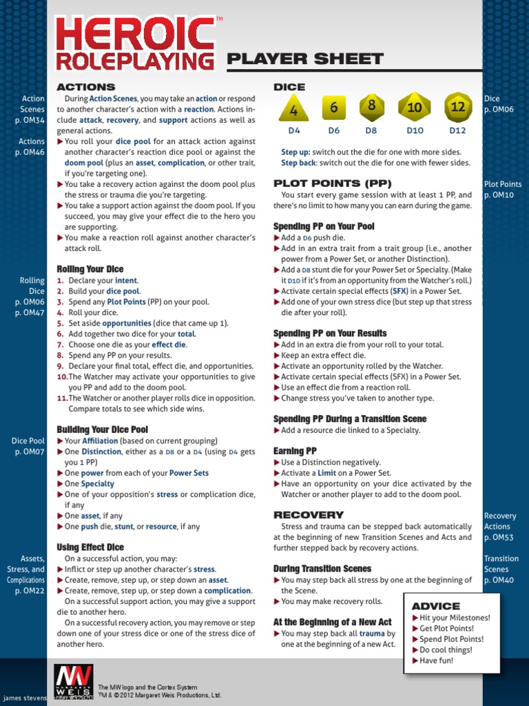 Heroic Roleplaying Player Sheet | PDF | Dice | Role Playing