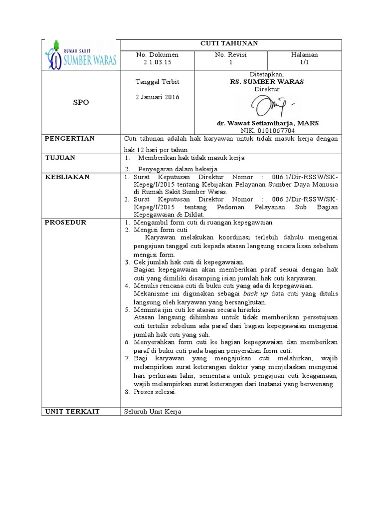 SOP Cuti Tahunan | PDF