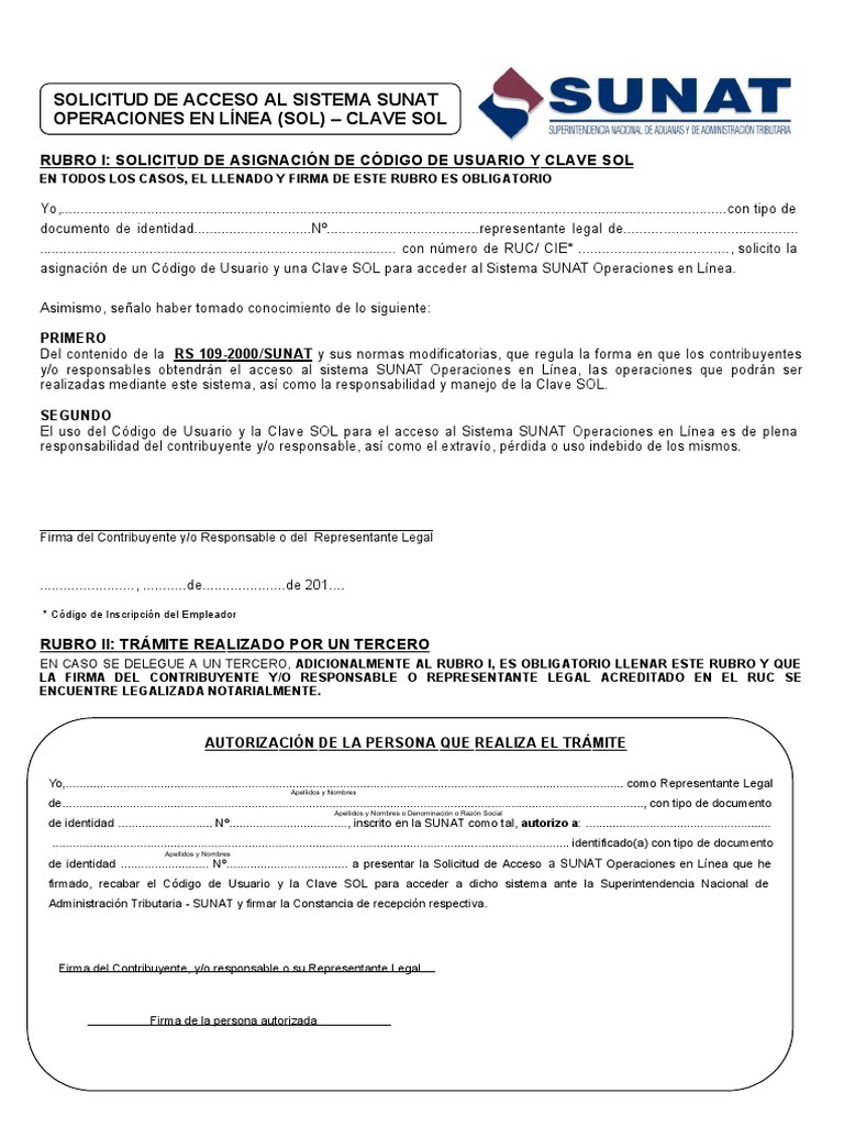 Solicitud de Clave SOL SUNAT Online | PDF | Informática y tecnología de la información | Science