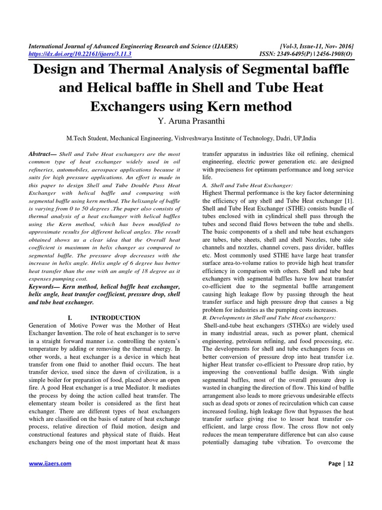 3 Design and Thermal Analysis of Segmental Baffle and Helical Baffle in ...